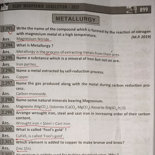 2] CH-8.5 Metallurgy - HISTORY - Notes - Teachmint