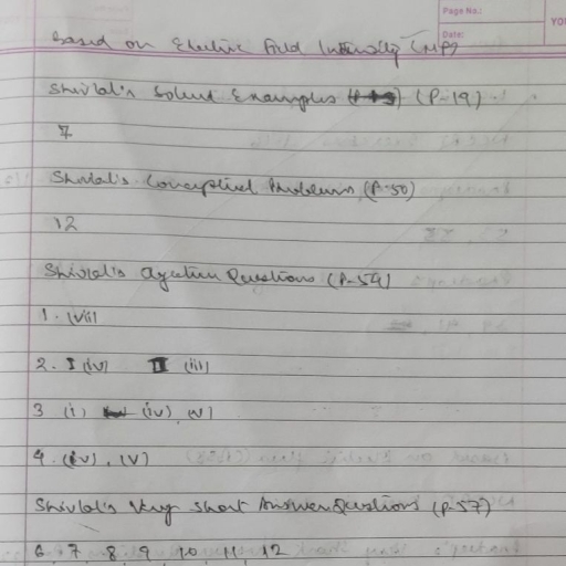Electric Field Intensity (MP) - Physics - Assignment - Teachmint