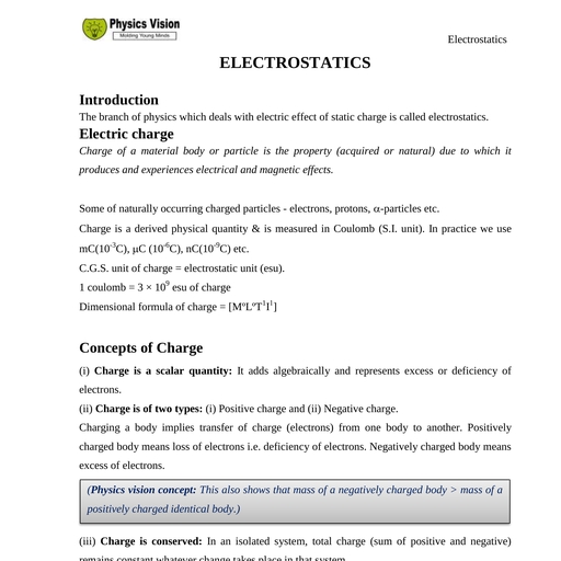 Class XII Chapt-1 Electro - Physics - Notes - Teachmint