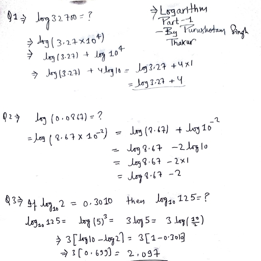 Logarithms Notes - Common Lectures - Notes - Teachmint