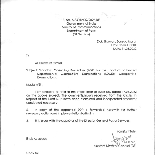 SOP for conduct of Depart - SERVICE RULES - Notes - Teachmint