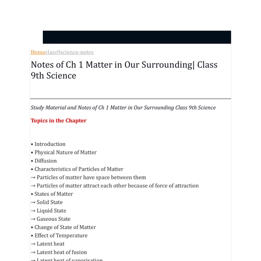 Science Ch-1 - All Subjects - Notes - Teachmint